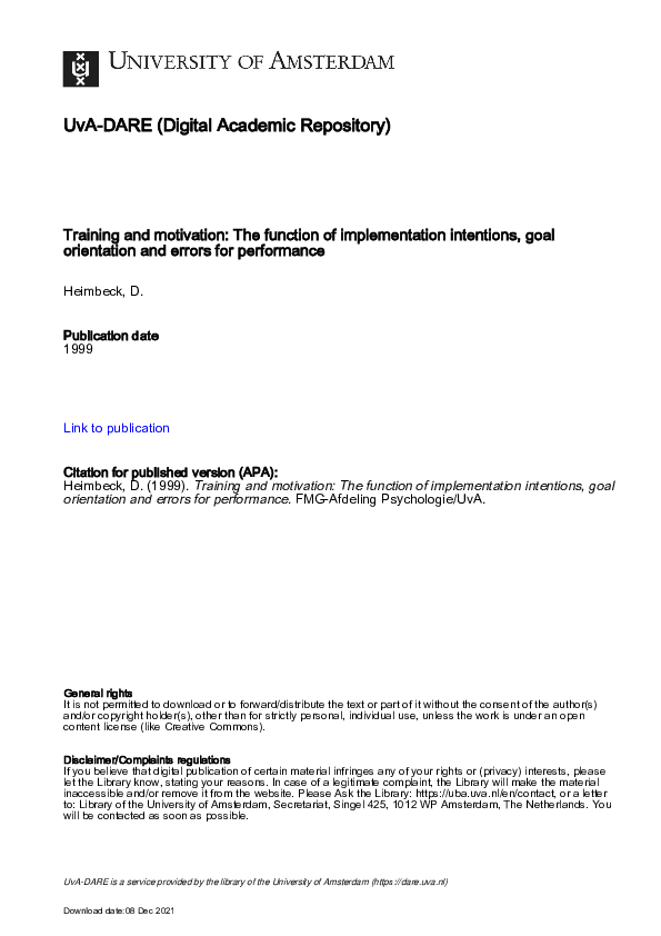 (PDF) Training and motivation: The function of implementation ...