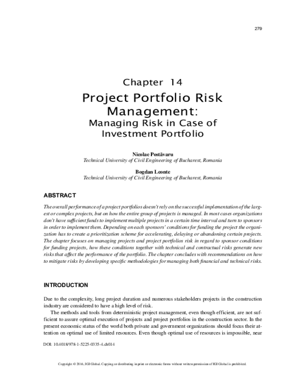 (PDF) Project Portfolio Risk Management