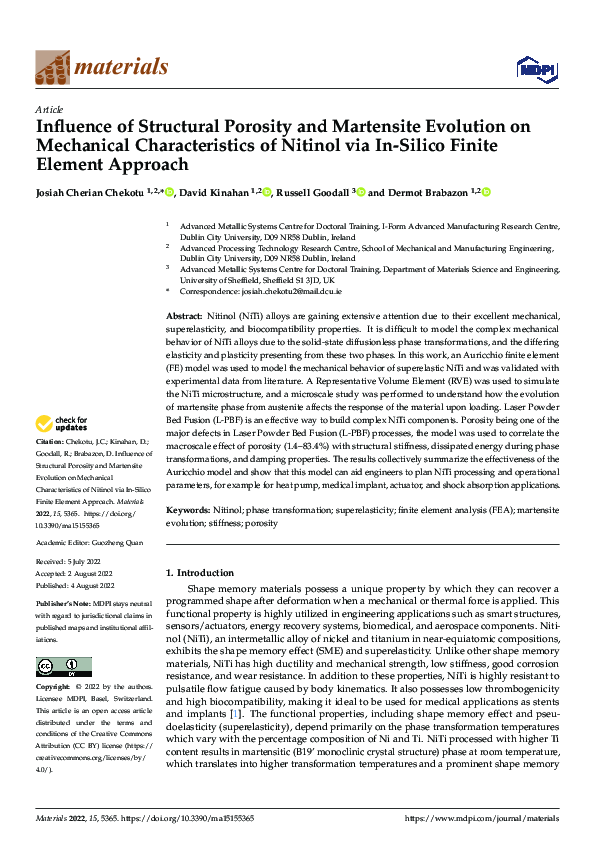 (PDF) Influence of Structural Porosity and Martensite Evolution on Mechanical Characteristics of ...