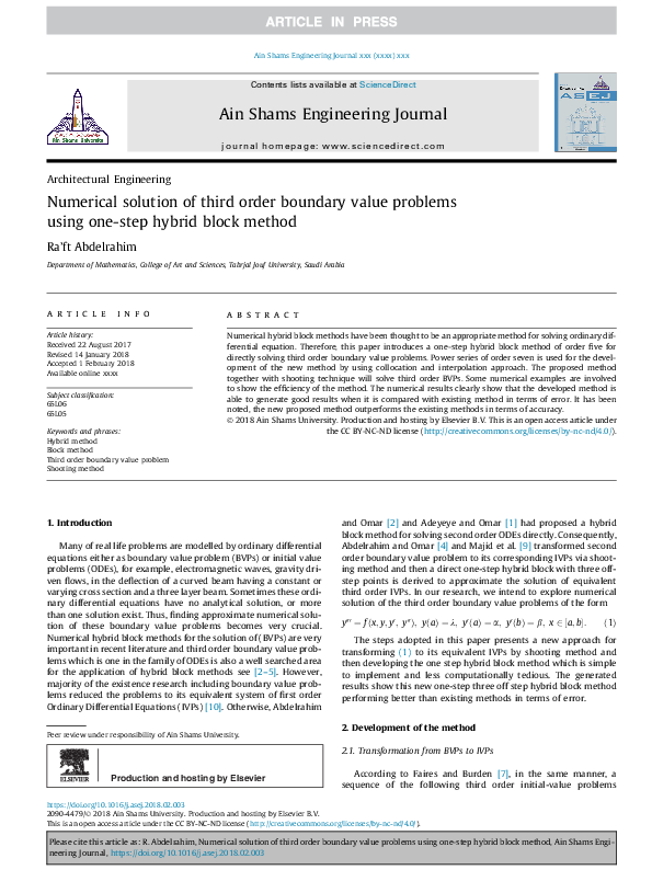 Pdf The Numerical Solution Of Third Order Boundary Value Problems Using Quintic Splines