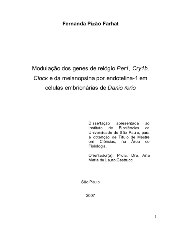 (PDF) Modulação dos genes de relógio Per1, Cry1b, Clock e da ...