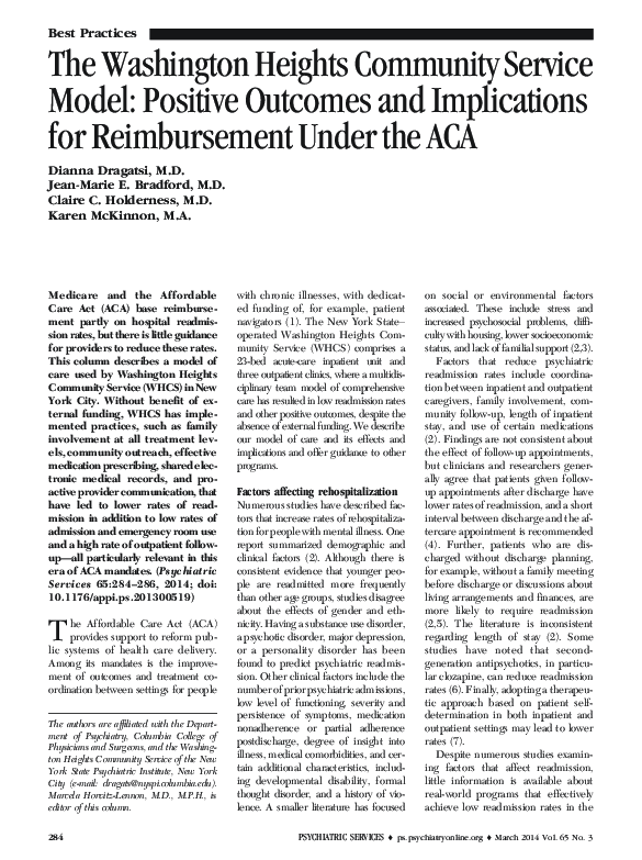 (PDF) Best Practices: The Washington Heights Community Service Model ...