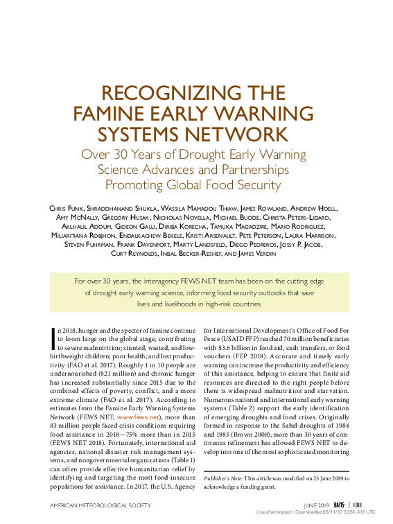 (PDF) Recognizing the Famine Early Warning Systems Network: Over 30 ...