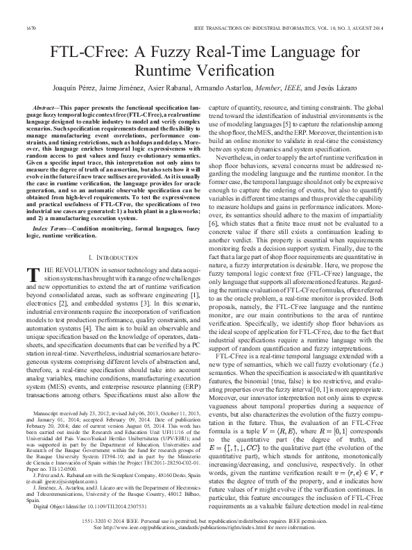 (PDF) FTL-CFree: A Fuzzy Real-Time Language for Runtime Verification ...
