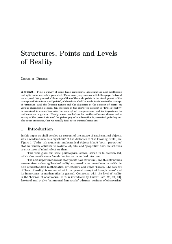 (PDF) Structures, Points and Levels of Reality