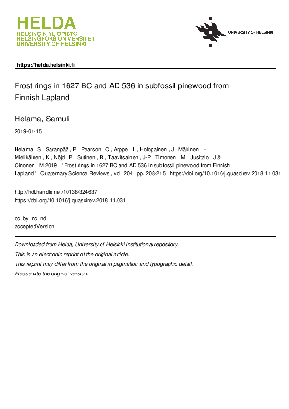 (PDF) Frost rings in 1627 BC and AD 536 in subfossil pinewood from ...