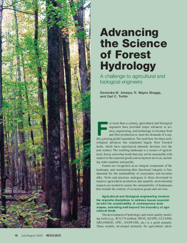 (PDF) Advancing the science of Forest Hydrology | Carl Trettin ...