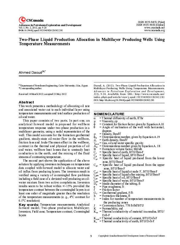 (PDF) Production Allocation in Multilayer Gas-Producing Wells Using ...