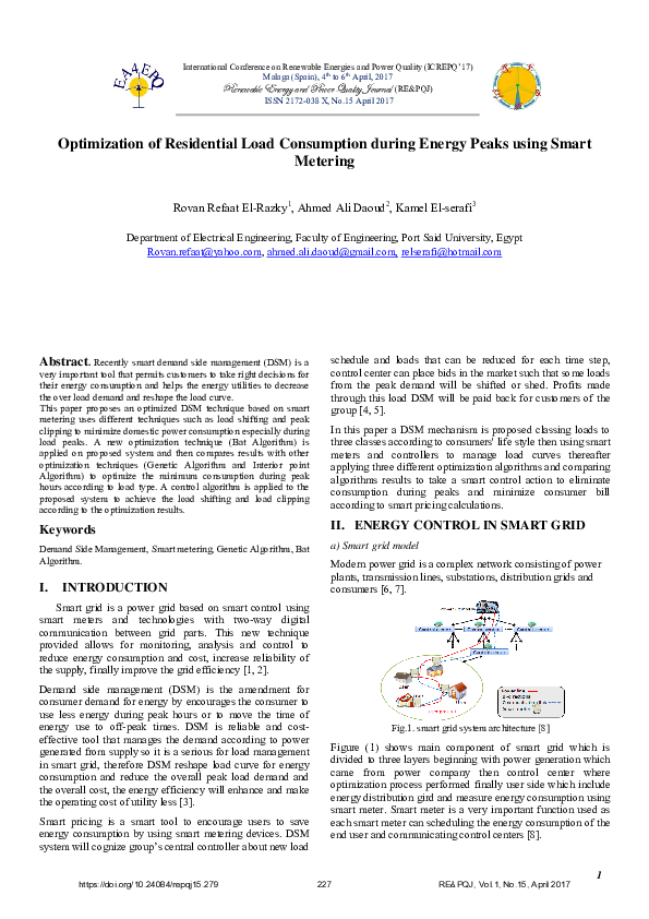 (PDF) Optimization of Residential Load Consumption during Energy Peaks ...