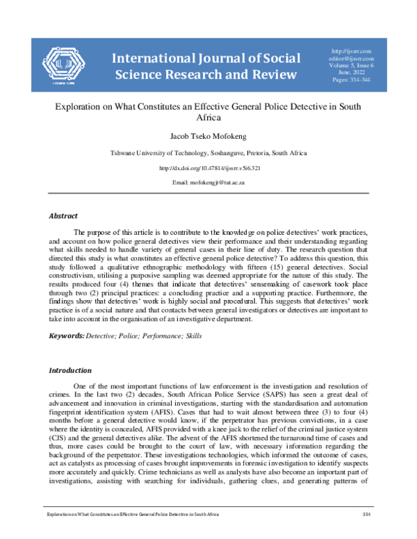 (PDF) Exploration on what constitutes an effective detective in South ...