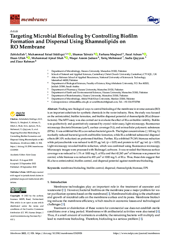 (PDF) Targeting Microbial Biofouling by Controlling Biofilm Formation and Dispersal Using ...