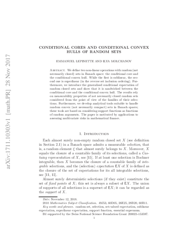(PDF) Conditional cores and conditional convex hulls of random sets