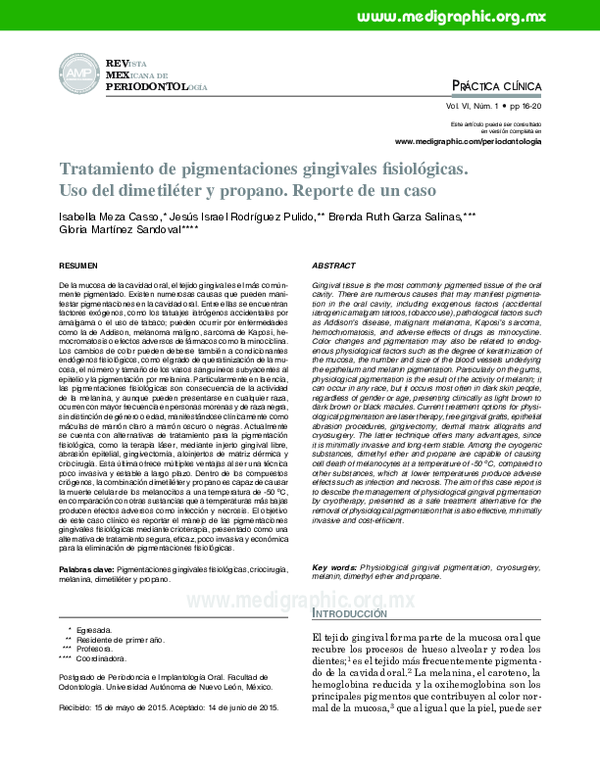 (PDF) Tratamiento de pigmentaciones gingivales fisiológicas. Uso del ...