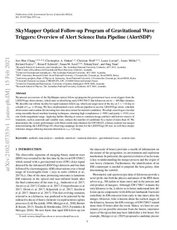 (PDF) SkyMapper Optical Follow-up Program of Gravitational Wave ...