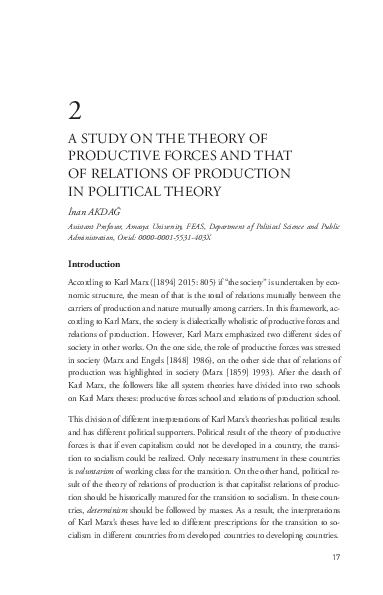 (PDF) A STUDY ON THE THEORY OF PRODUCTIVE FORCES AND THAT OF RELATIONS ...