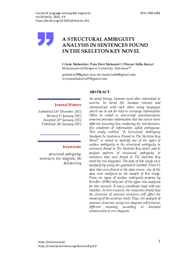 (PDF) A structural ambiguity analysis in sentences found in the ...
