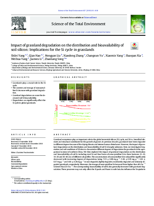 (PDF) Impact of grassland degradation on the distribution and bioavailability of soil silicon ...