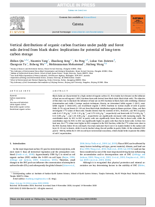 (PDF) Vertical distributions of organic carbon fractions under paddy ...