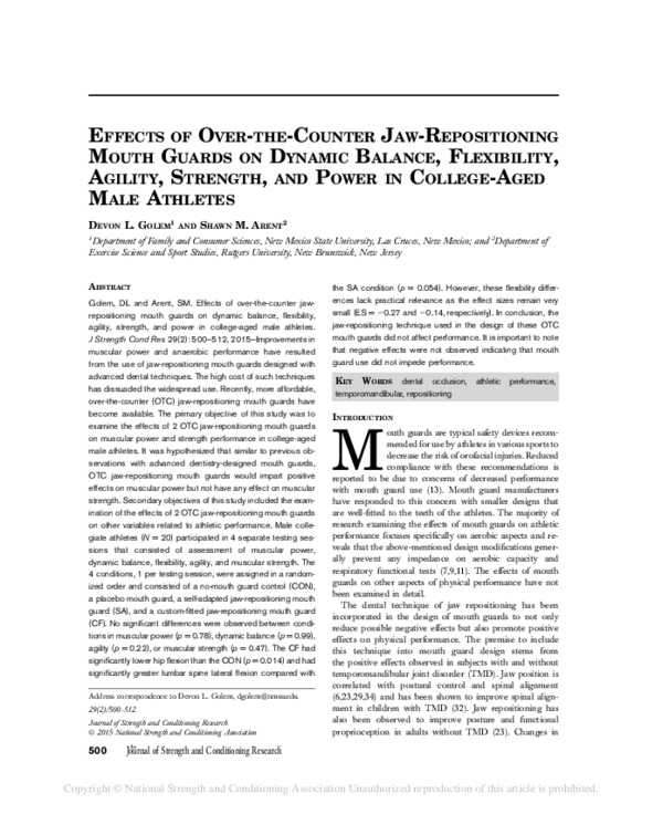 (PDF) Effects of over-the-counter jaw-repositioning mouth guards on ...