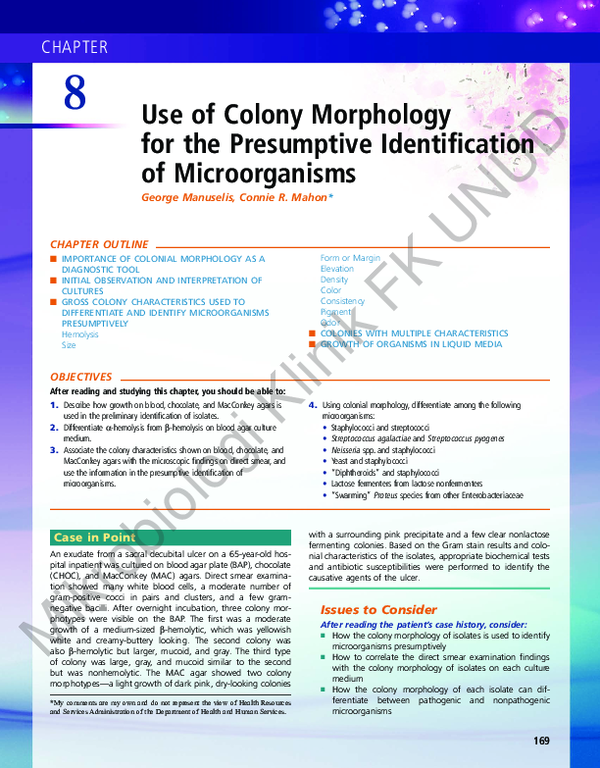 (PDF) Use of Colony Morphology for the Presumptive Identification of Microorganisms