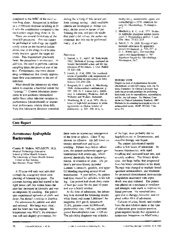(PDF) Aeromonas hydrophila bacteremia
