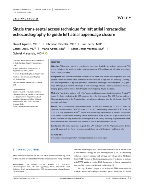 (PDF) Single trans-septal access technique for left atrial intracardiac ...