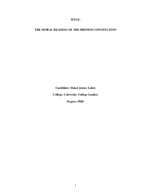 (PDF) The moral reading of the British constitution | Stuart Lakin ...
