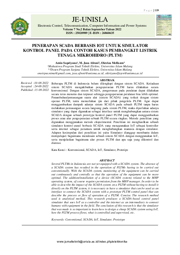 (PDF) Penerapan Scada Berbasis Iot Untuk Simulator Kontrol Panel Pada ...