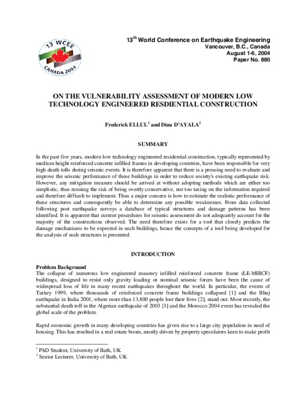 (PDF) On the vulnerability assessment of modern low technology ...