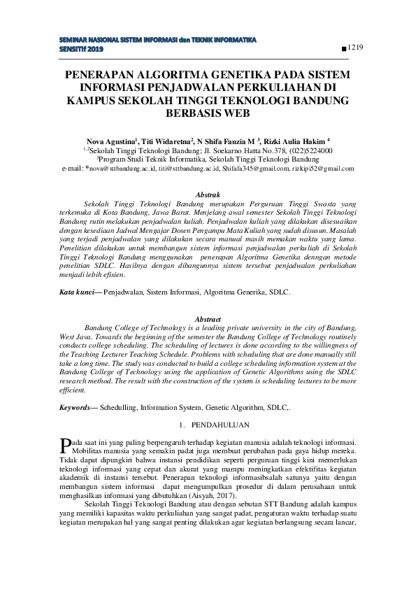 (PDF) Penerapan Algoritma Genetika Pada Sistem Informasi Penjadwalan Perkuliahan DI Kampus ...
