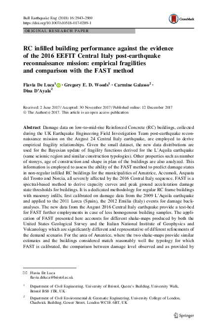 (PDF) RC infilled building performance against the evidence of the 2016 ...