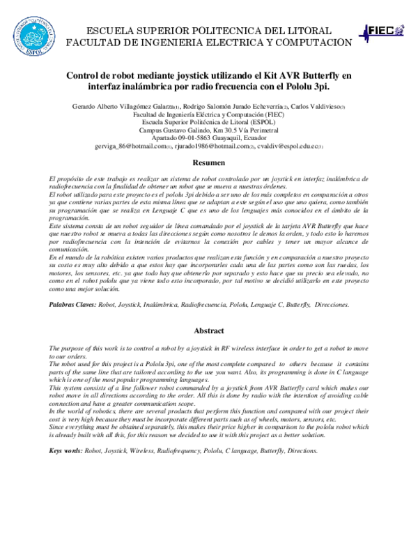 (PDF) Control de robot mediante joystick utilizando el kit avr ...