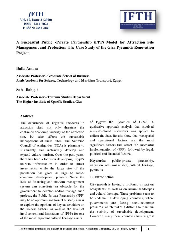 (PDF) A Successful Public-Private Partnership ( PPP ) Model for Attraction Site Management and ...