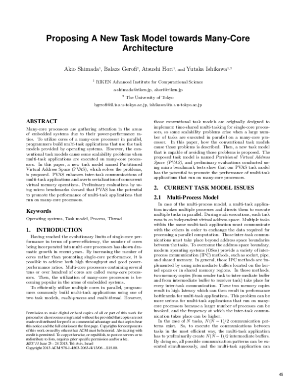 (PDF) Proposing a new task model towards many-core architecture