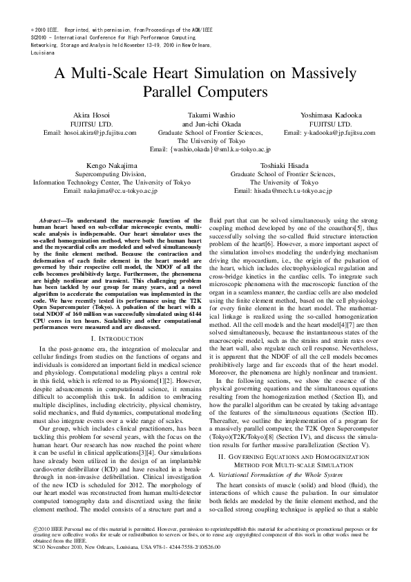 (PDF) A Multi-Scale Heart Simulation on Massively Parallel Computers