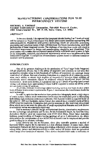 (PDF) Manufacturing considerations for VLSI interconnect systems