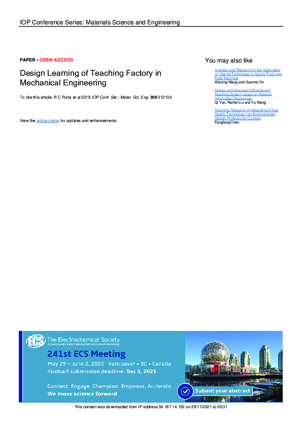(PDF) Design Learning of Teaching Factory in Mechanical Engineering