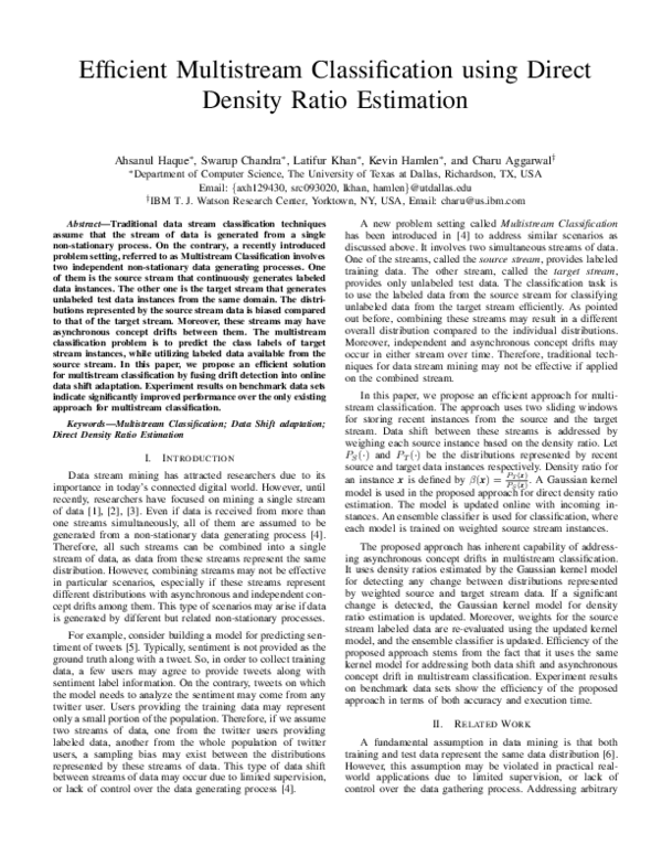 (PDF) Efficient Multistream Classification Using Direct Density Ratio ... (PDF) Efficient Multistream Classification Using Direct Density Ratio ...