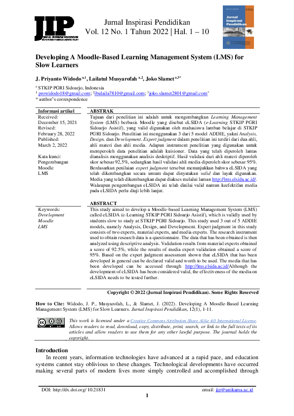 (PDF) Developing A Moodle-Based Learning Management System (LMS) for Slow Learners