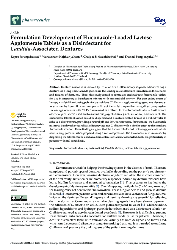 (PDF) Formulation Development of Fluconazole-Loaded Lactose Agglomerate ...