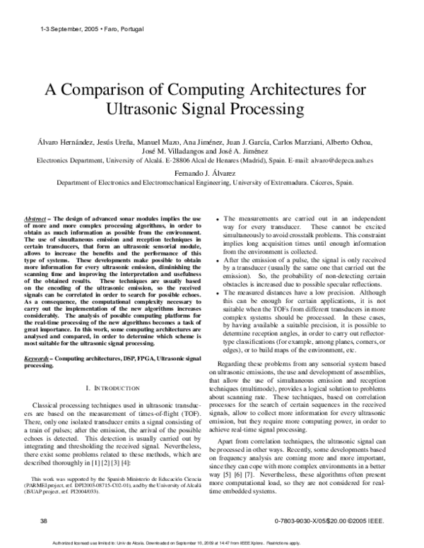 (PDF) A comparison of computing architectures for ultrasonic signal ...