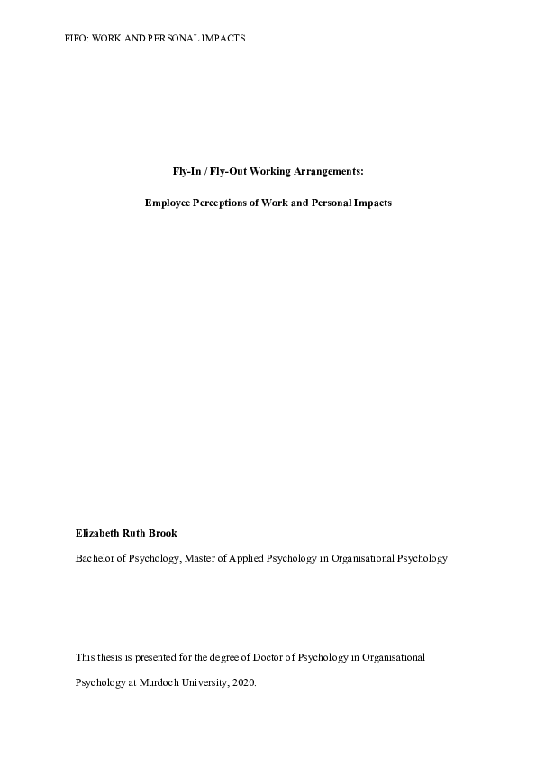 (PDF) Fly-in / fly-out working arrangements: Employee perceptions of ...