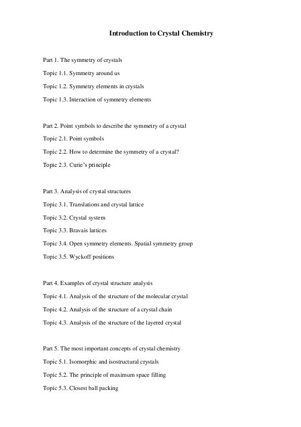 (PDF) Introduction to Crystal Chemistry