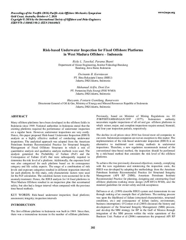 (PDF) Risk-based Underwater Inspection for Fixed Offshore Platforms in ...