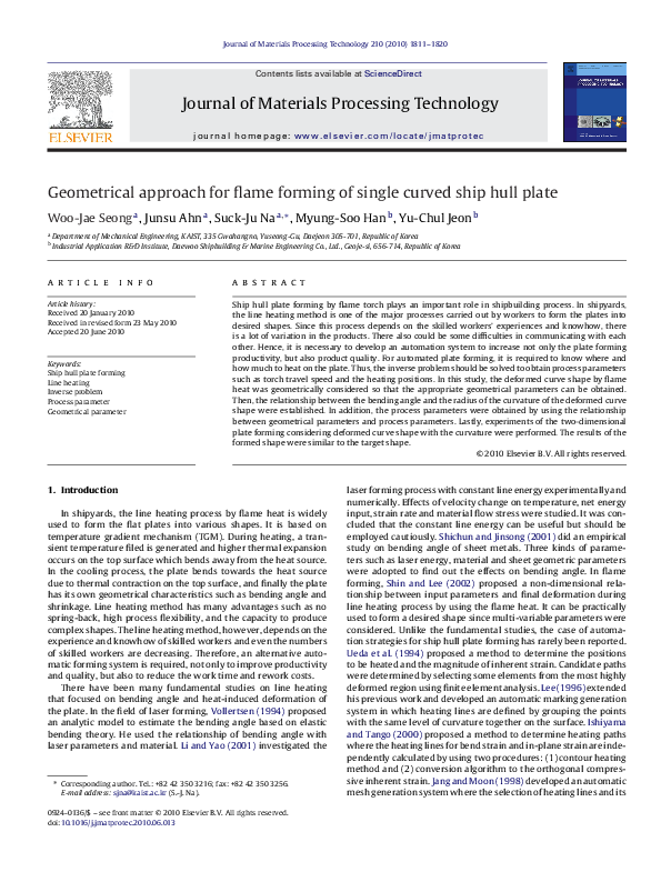 (PDF) Geometrical approach for flame forming of single curved ship hull ...