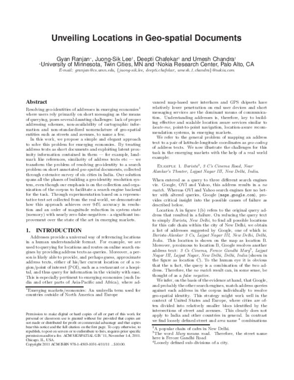 (PDF) Unveiling locations in geo-spatial documents (PDF) Unveiling locations in geo-spatial documents