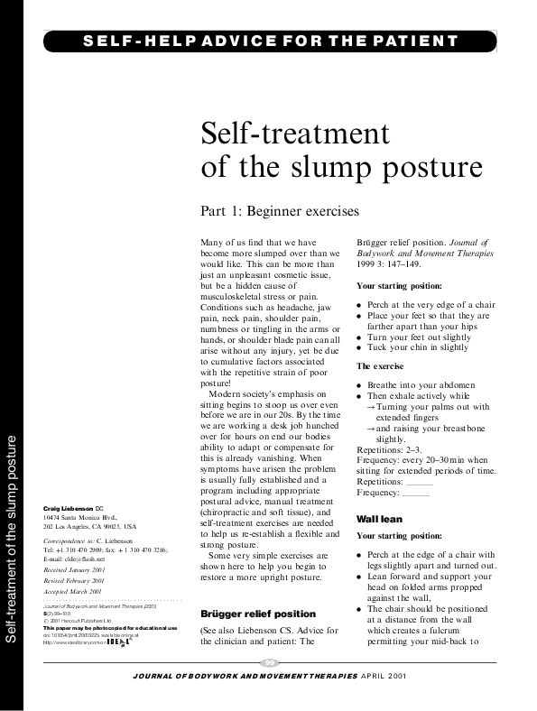 (PDF) Self-Help Advice for the Patient - Self-treatment of the slump ...