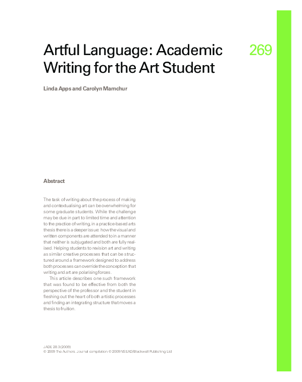 (PDF) Artful Language: Academic Writing for the Art Student