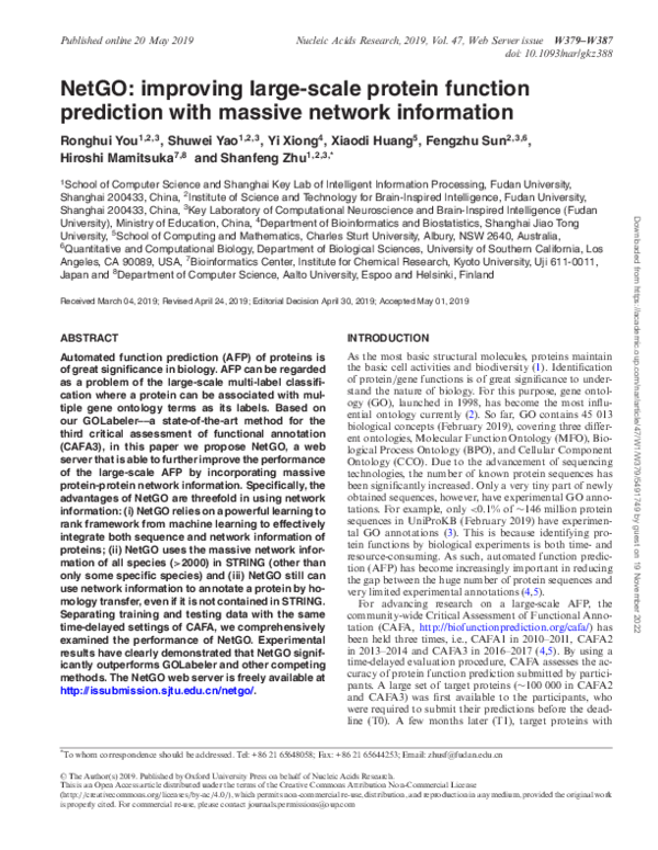 (PDF) NetGO: improving large-scale protein function prediction with massive network information