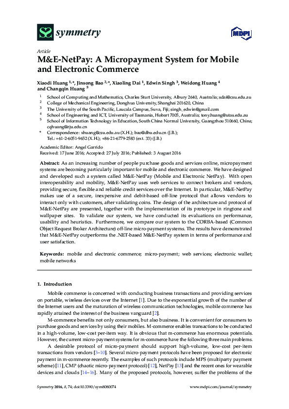 (PDF) M A Micropayment System for Mobile and Electronic Commerce